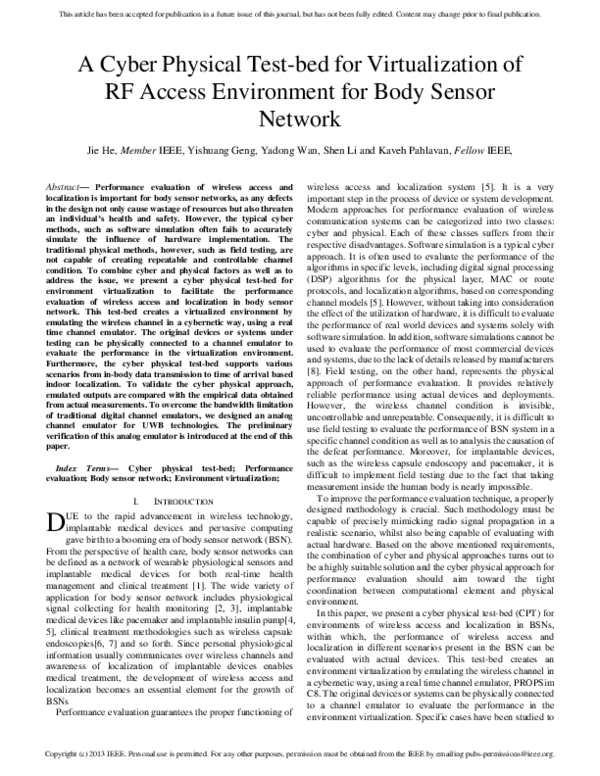 (PDF) A Cyber Physical Test-Bed for Virtualization of RF Access ...