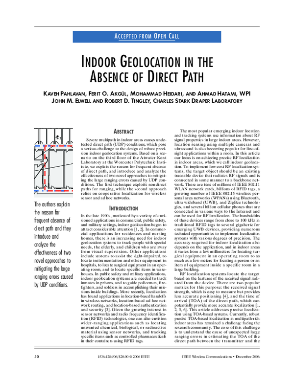 (PDF) Indoor geolocation in the absence of direct path | Kaveh Pahlavan - Academia.edu