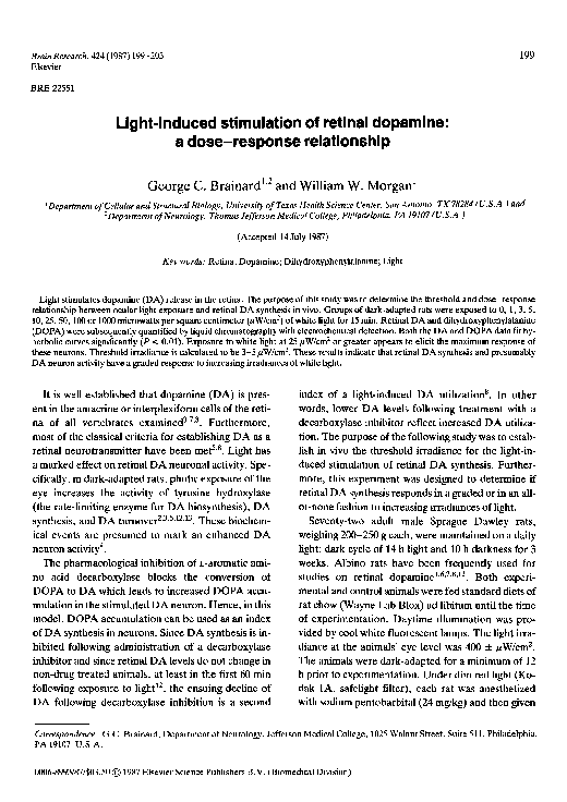 (PDF) Light-induced stimulation of retinal dopamine: a dose-response ...