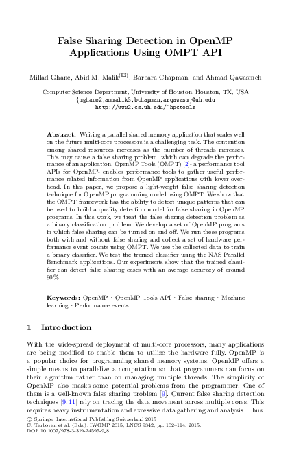 (PDF) False Sharing Detection in OpenMP Applications Using OMPT API