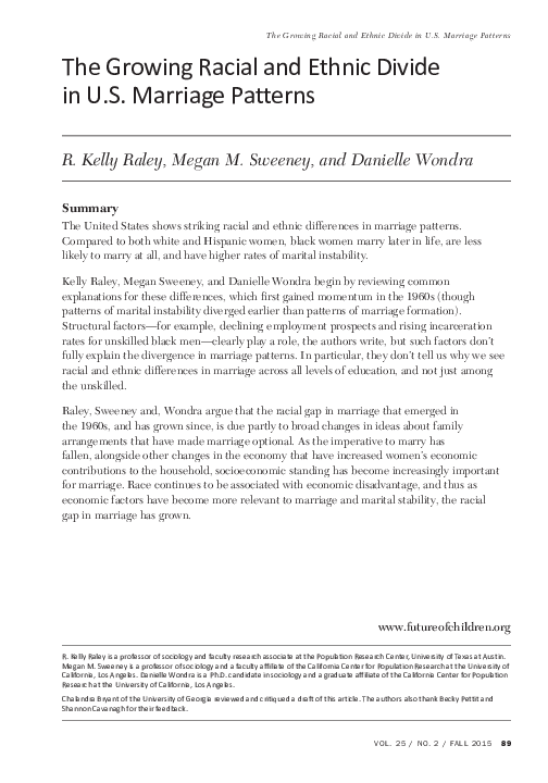 (PDF) The Growing Racial and Ethnic Divide in U.S. Marriage Patterns