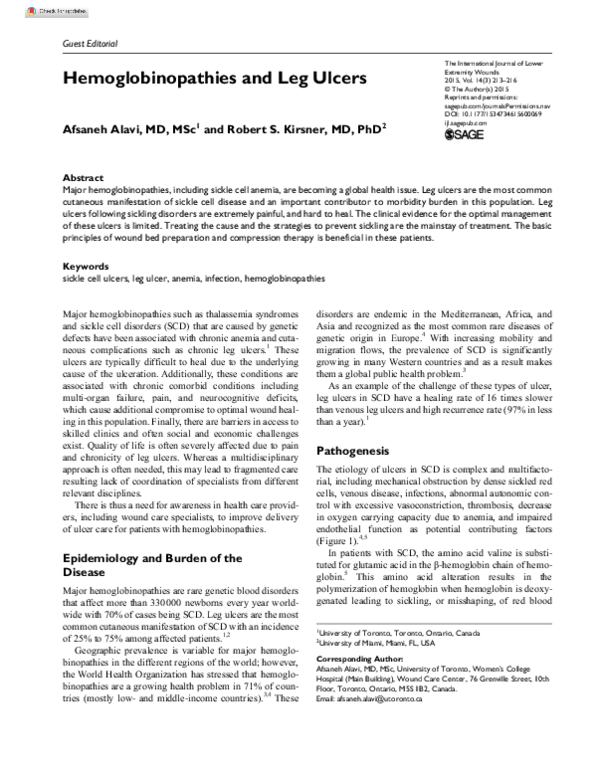 (PDF) Hemoglobinopathies and Leg Ulcers