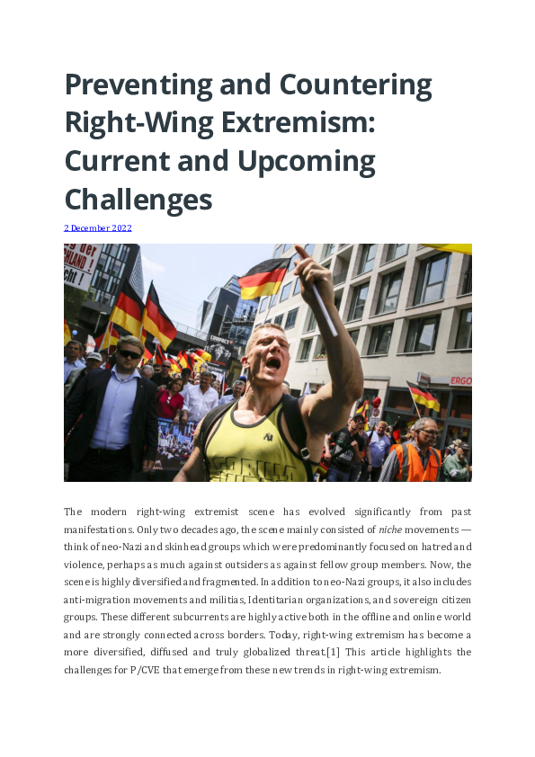 (PDF) Preventing and Countering Right-Wing Extremism: Current and ...