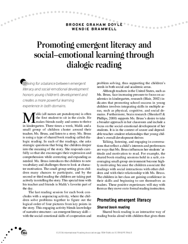 (PDF) Promoting Emergent Literacy and Social-Emotional Learning Through ...