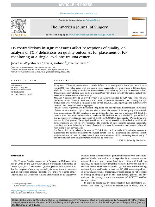 (PDF) Do contradictions in TQIP measures affect perceptions of quality ...