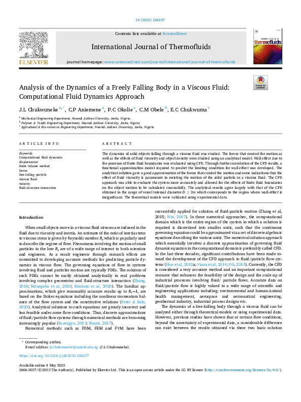 (PDF) Analysis of the Dynamics of a Freely Falling Body in a Viscous ...