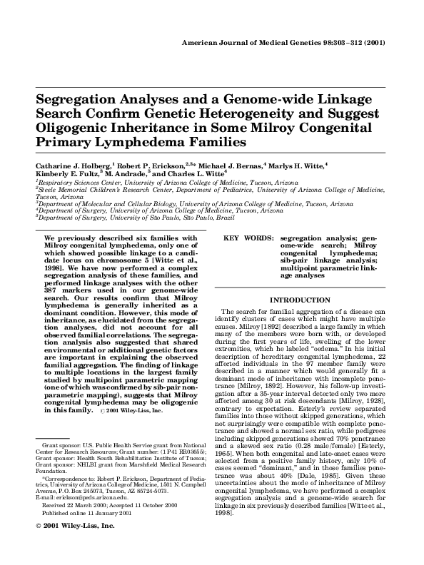 (PDF) Segregation analyses and a genome-wide linkage search confirm ...