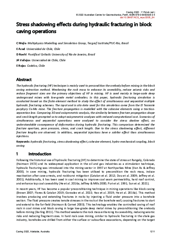 (PDF) Stress shadowing effects during hydraulic fracturing in block ...