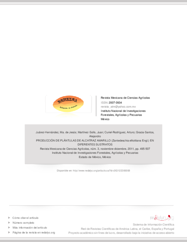 (PDF) PRODUCCIÓN DE PLÁNTULAS DE ALCATRAZ AMARILLO (Zantedeschia ...