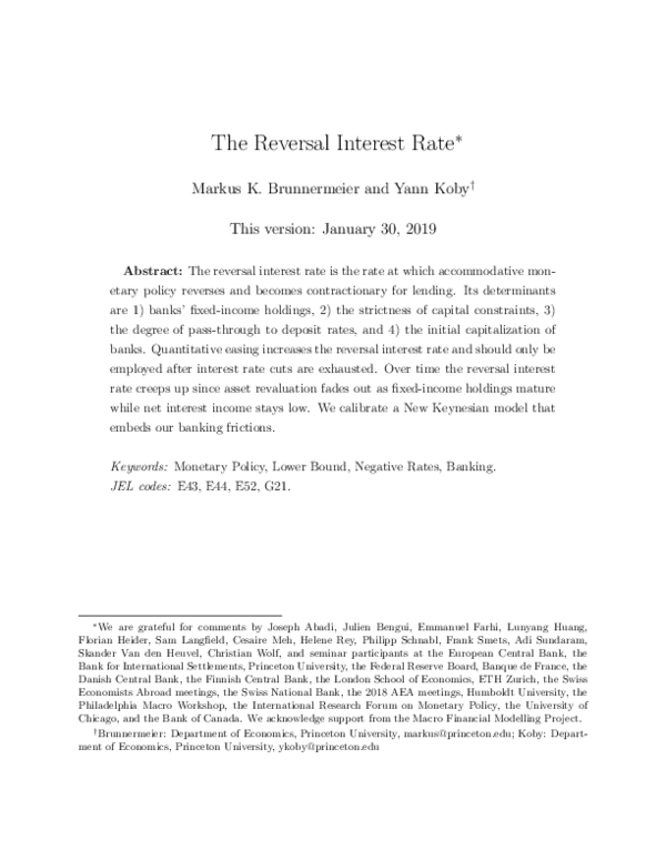 (PDF) The Reversal Interest Rate