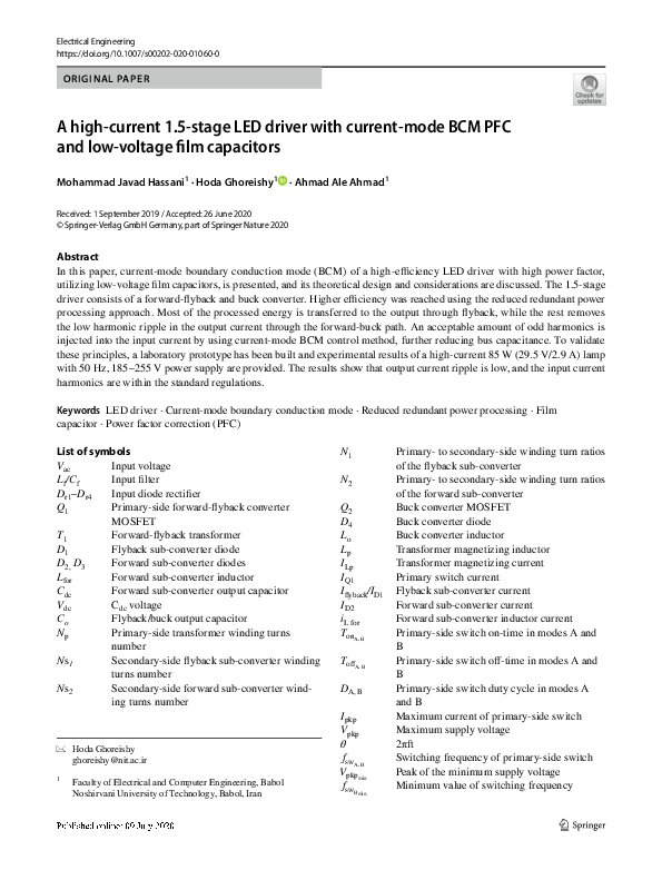 (PDF) A high-current 1.5-stage LED driver with current-mode BCM PFC and ...