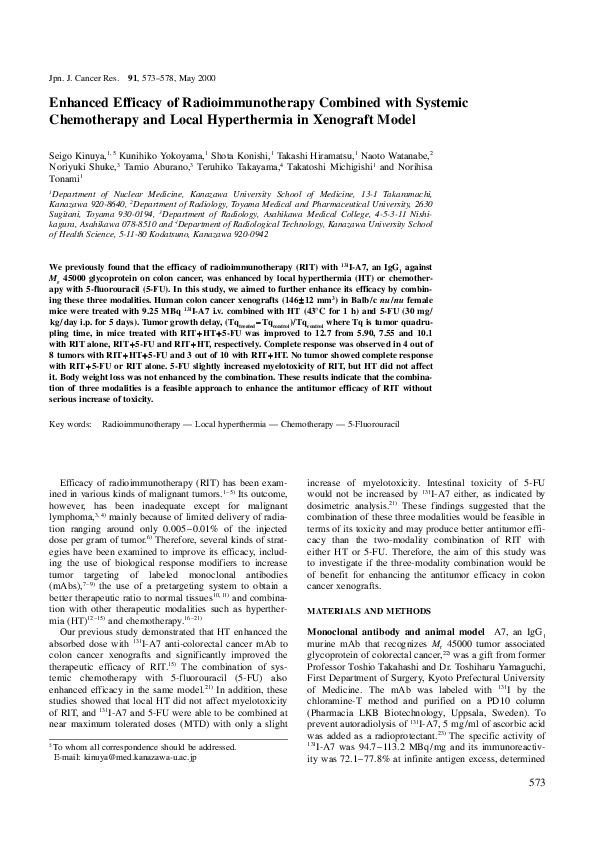 (PDF) Enhanced Efficacy of Radioimmunotherapy Combined with Systemic ...