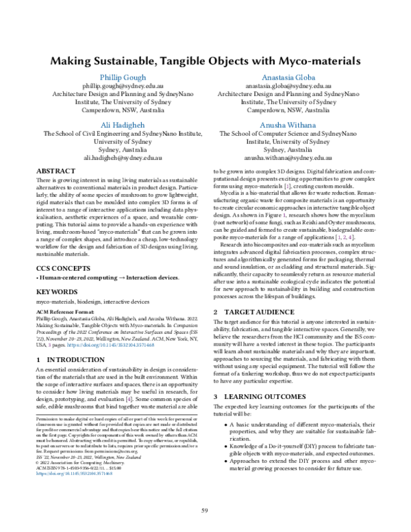 (PDF) Making Sustainable, Tangible Objects with Myco-materials