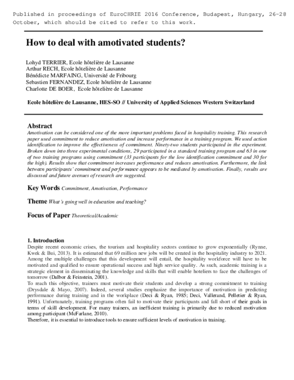 (PDF) How to deal with amotivated students