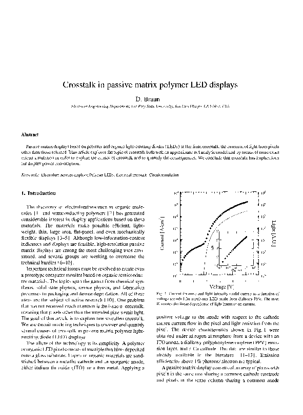 (PDF) Crosstalk in passive matrix polymer LED displays