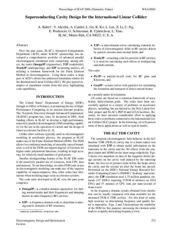 (PDF) Superconducting Cavity Design for the International Linear Collider
