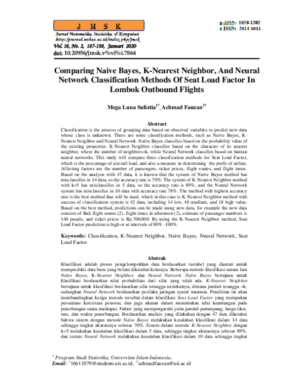 (PDF) Comparing Naive Bayes, K-Nearest Neighbor, and Neural Network Classification Methods of ...