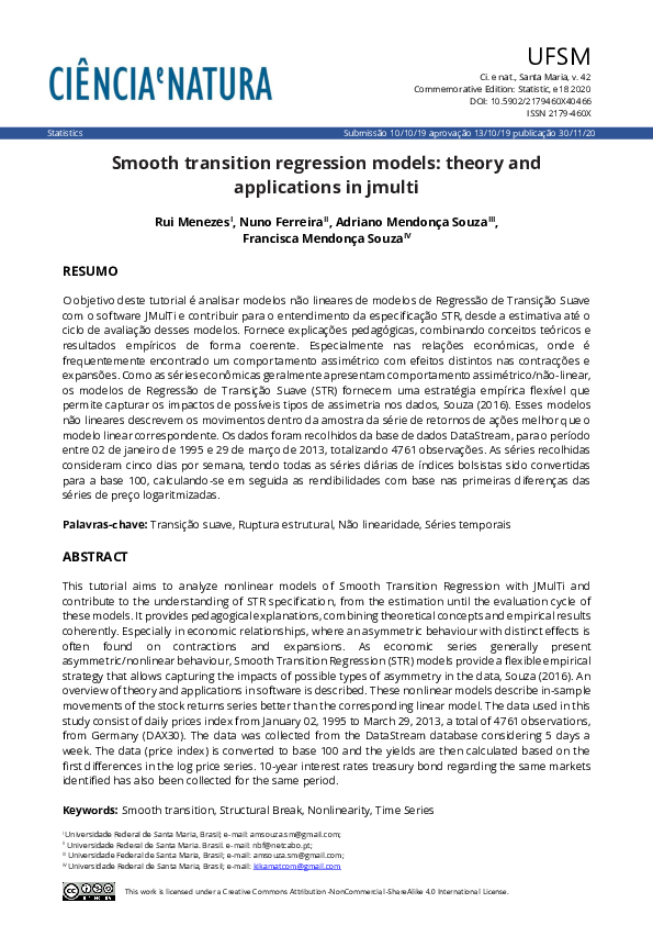 (PDF) Smooth Transition Regression models: Theory and Applications in ...