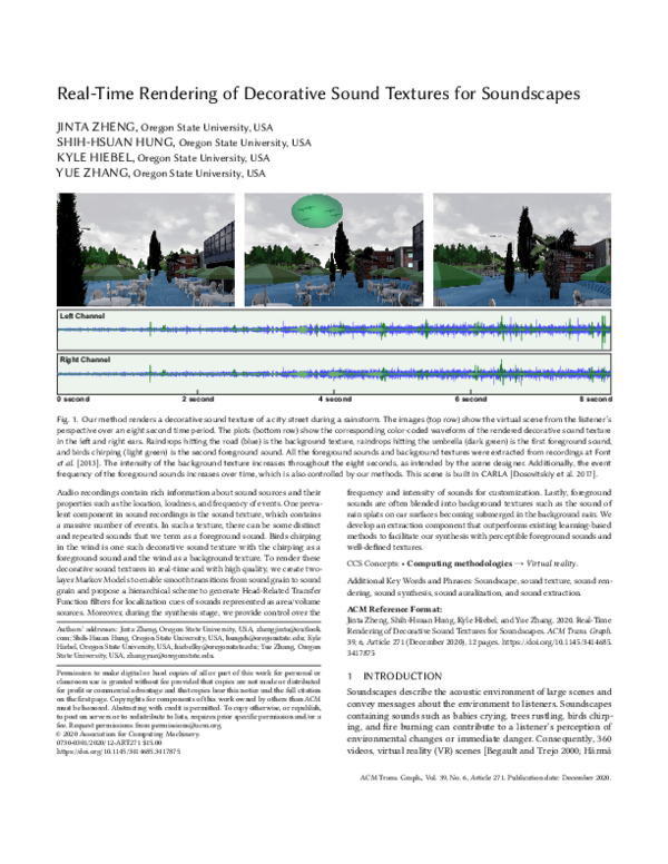 (PDF) Real-time rendering of decorative sound textures for soundscapes