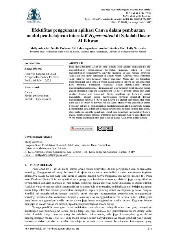 (PDF) Efektifitas penggunaan aplikasi Canva dalam pembuatan modul pembelajaran interaktif ...