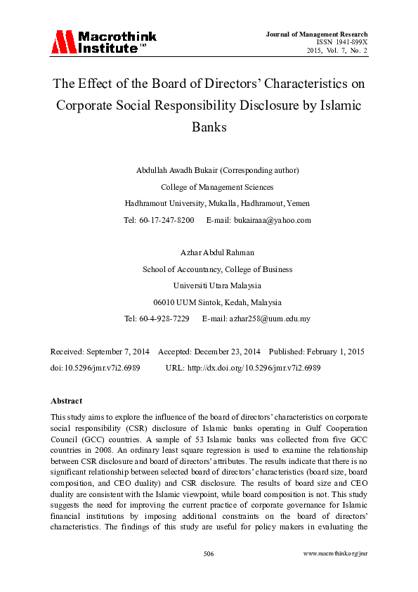 (PDF) The Effect of the Board of Directors’ Characteristics on ...