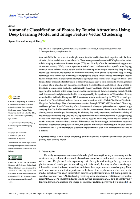 Pdf Automatic Classification Of Photos By Tourist Attractions Using