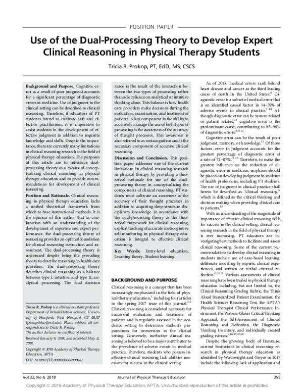 (PDF) Use of the Dual-Processing Theory to Develop Expert Clinical ...