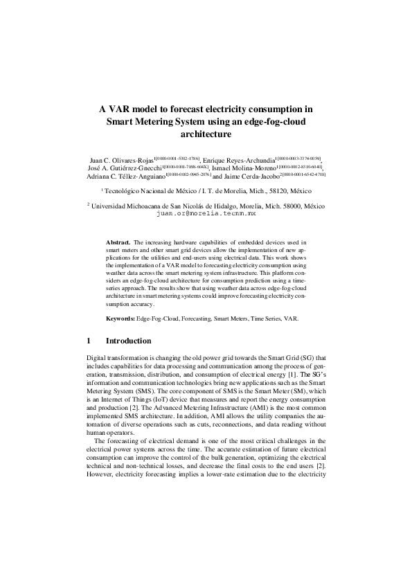 (PDF) A VAR model to forecast electricity consumption in Smart Metering ...