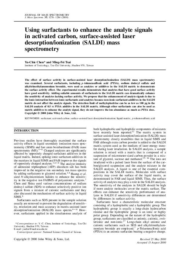 (PDF) Using surfactants to enhance the analyte signals in activated carbon, surface-assisted ...