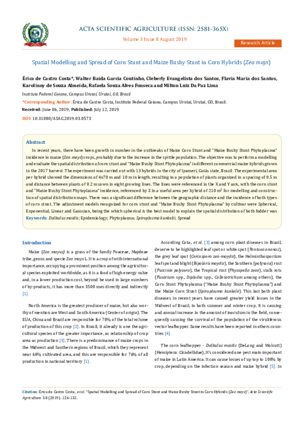 (PDF) Spatial Modelling and Spread of Corn Stunt and Maize Bushy Stunt ...
