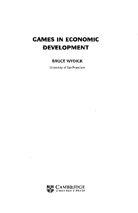 (PDF) Games in Economic Development