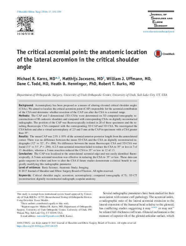 (PDF) The critical acromial point: the anatomic location of the lateral ...