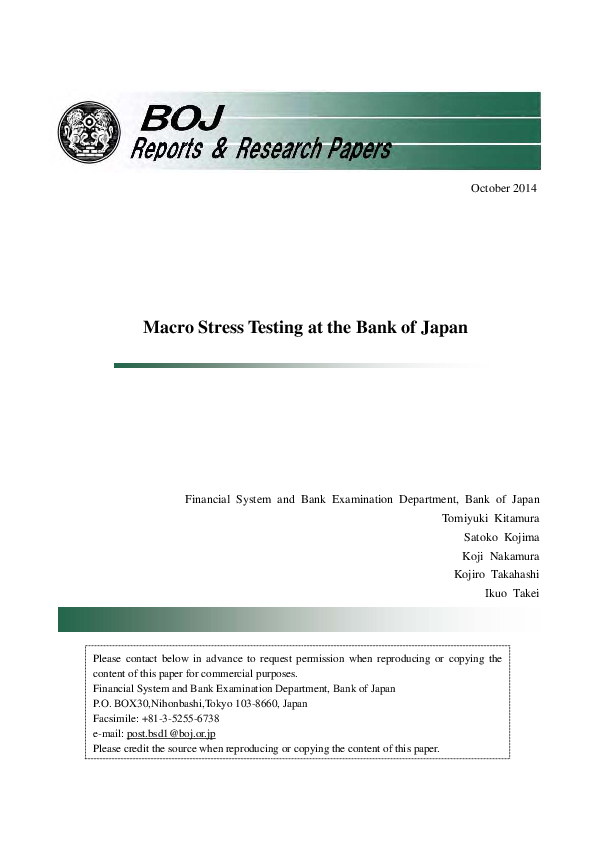 (PDF) Macro Stress Testing at the Bank of Japan
