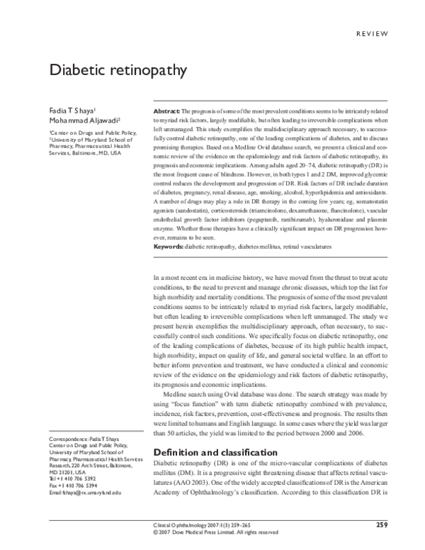 (PDF) Diabetic retinopathy