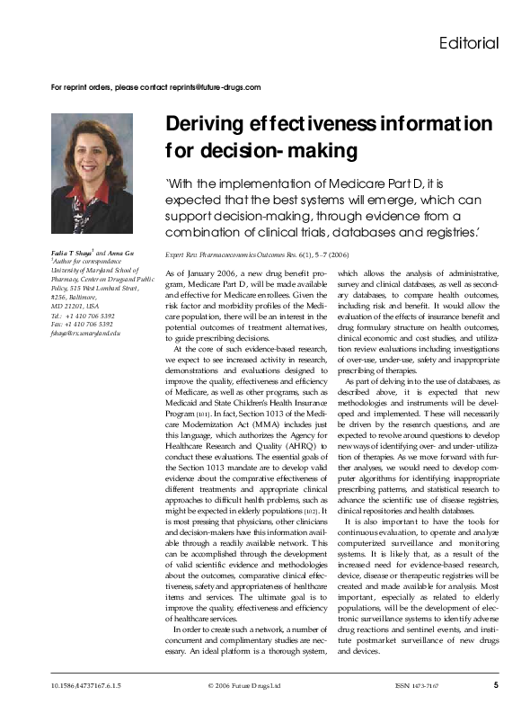 (PDF) Deriving effectiveness information for decision-making