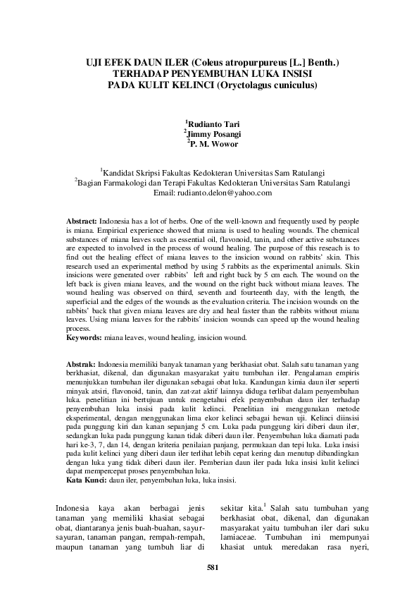 (PDF) UJI EFEK DAUN ILER (Coleus atropurpureus [L.] Benth.) TERHADAP ...