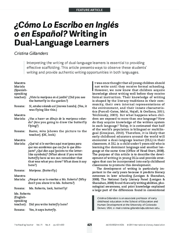 (PDF) ¿Cómo Lo Escribo en Inglés o en Español? Writing in Dual-Language ...