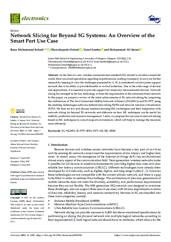 (PDF) Network Slicing for Beyond 5G Systems: An Overview of the Smart Port Use Case