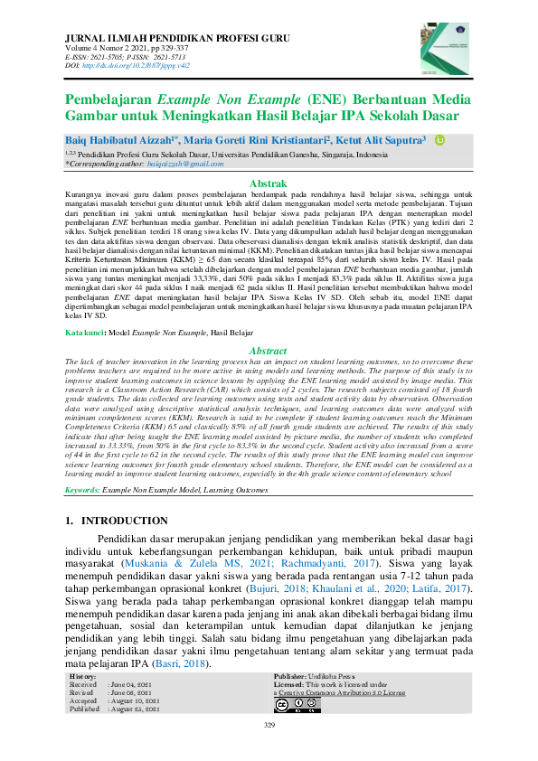 (PDF) Pembelajaran Example Non Example (ENE) Berbantuan Media Gambar ...