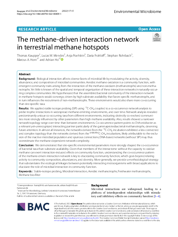 (PDF) The methane-driven interaction network in terrestrial methane ...