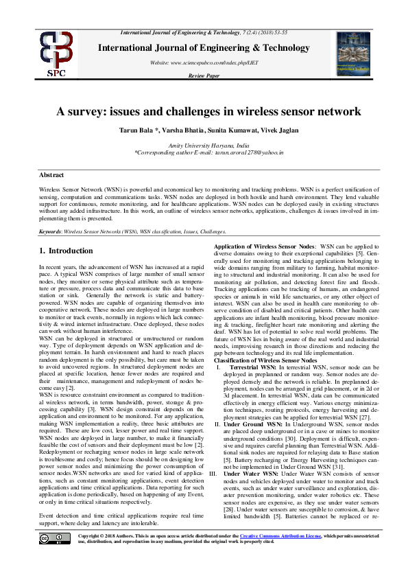 (PDF) A survey: issues and challenges in wireless sensor network