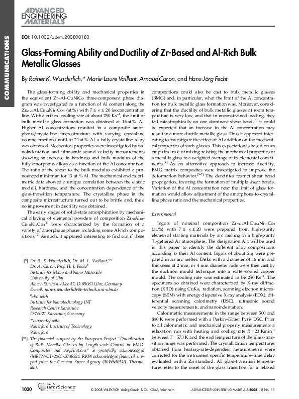 (PDF) Glass-Forming Ability and Ductility of Zr-Based and Al-Rich Bulk ...