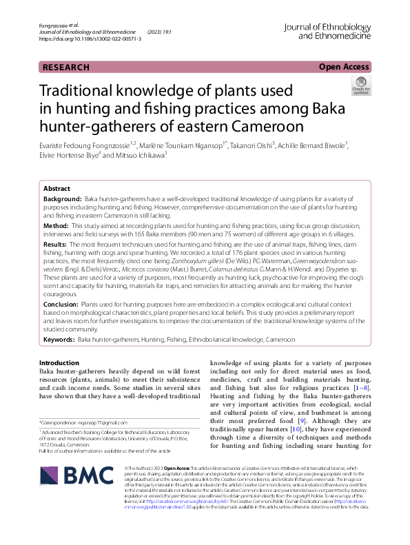 (PDF) Traditional knowledge of plants used in hunting and fishing ...