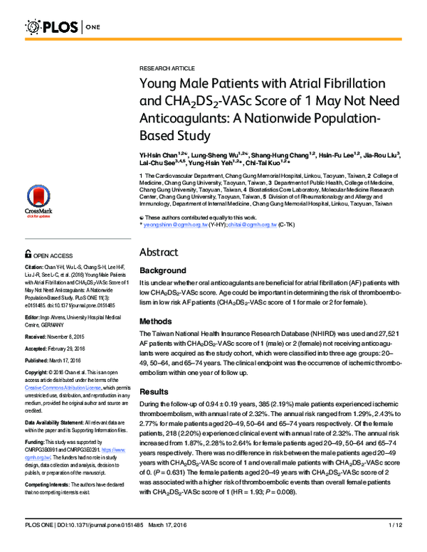 (PDF) Young Male Patients with Atrial Fibrillation and CHA2DS2-VASc ...