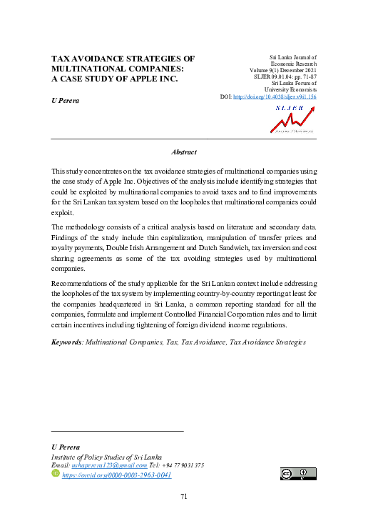 (PDF) Tax Avoidance Strategies of Multinational Companies: A Case Study ...