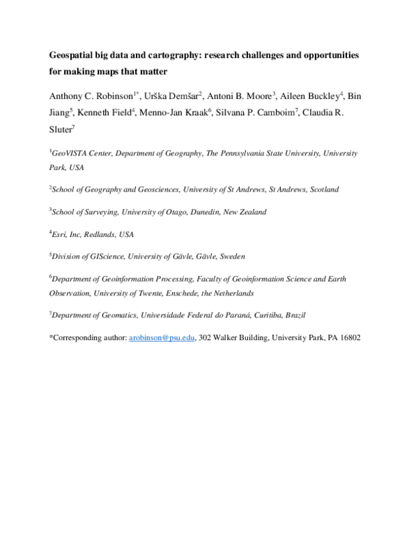 (PDF) Geospatial big data and cartography: research challenges and ...
