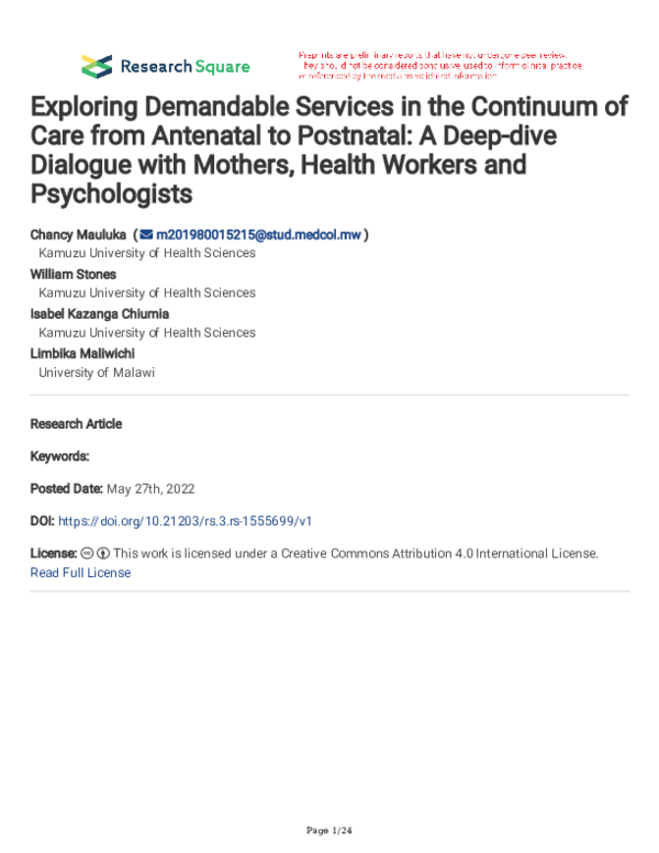 (PDF) Exploring Demandable Services in the Continuum of Care from ...