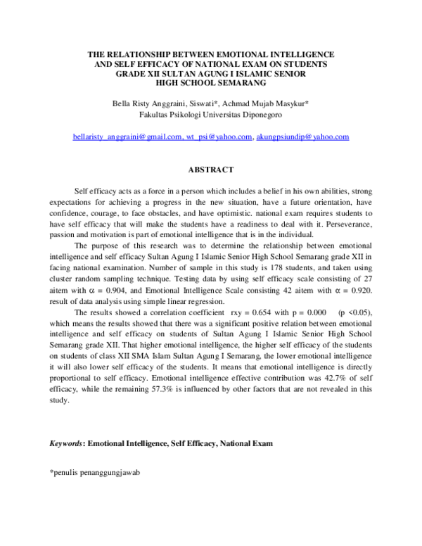 (PDF) Hubungan Antara Kecerdasan Emosional Dengan Keyakinan Diri Dalam ...