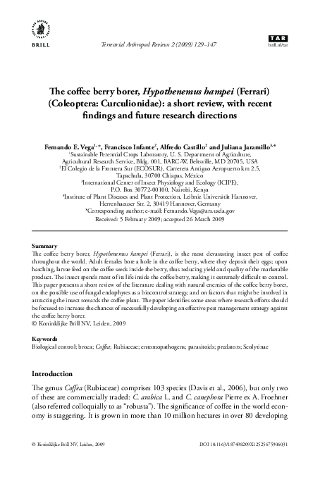 (PDF) The coffee berry borer, Hypothenemus hampei (Ferrari) (Coleoptera ...