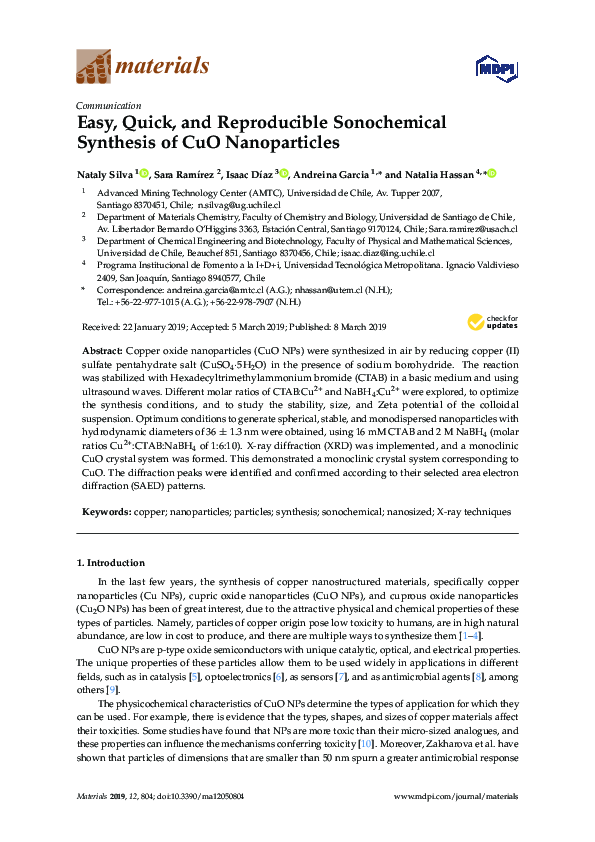 (PDF) Easy, Quick, and Reproducible Sonochemical Synthesis of CuO ...
